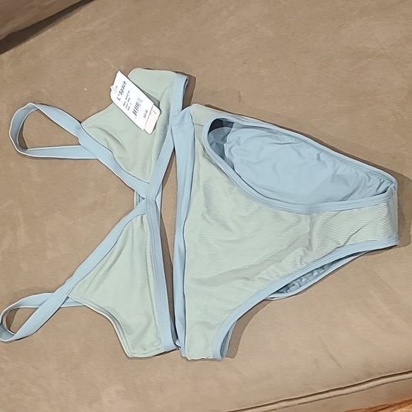 l*space | Swim | Nwt L Space Green Ribbed Swim Bikini Set L | Poshmark